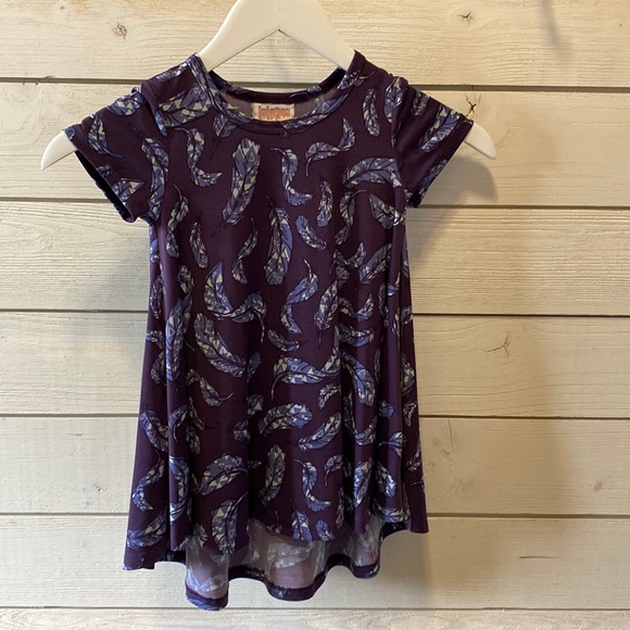 LuLaRoe | Dresses | Violet Dress With Blue Feathers | Poshmark